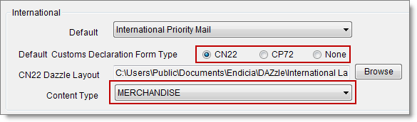 To set up default shipping methods and DAZzle labels under Endicia Options